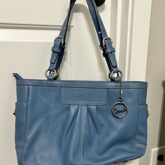 Coach | Bags | Coach Gallery Tote Dusty Blue Leather Shoulder Bag ...